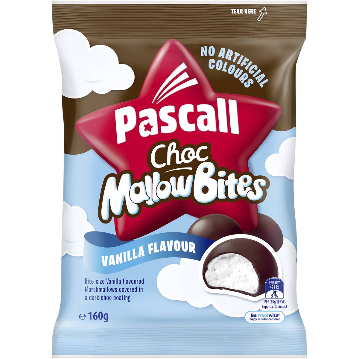 Calories in Pascall Choc Mallows Bites Vanilla calcount