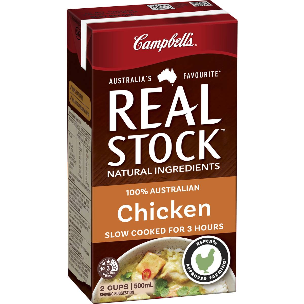 Calories in Campbell's Real Chicken Liquid Stock calcount