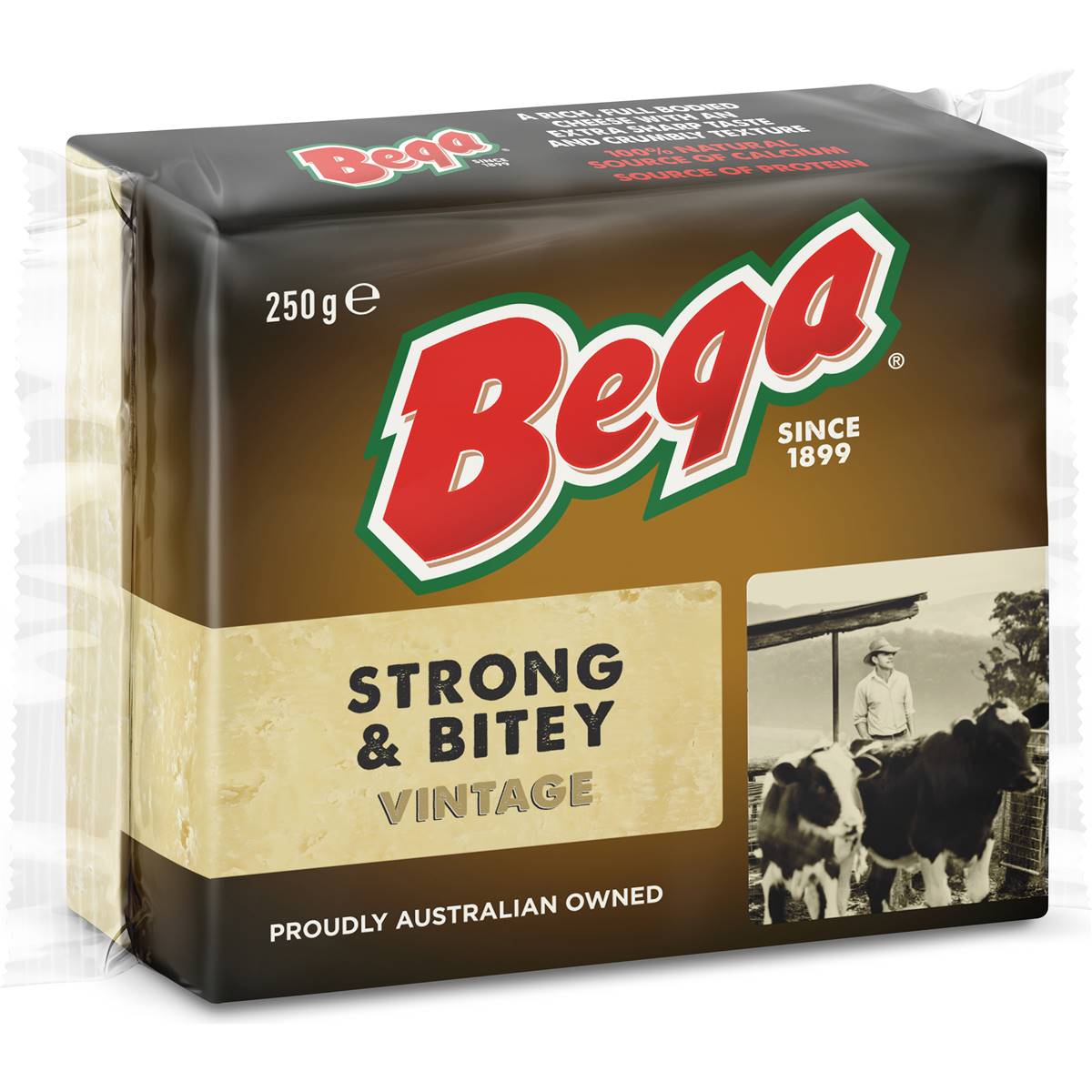 Calories in Bega Strong and Bitey Vintage Cheese calcount