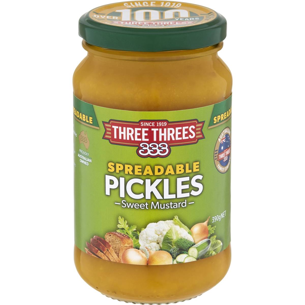 Calories in Three Threes Spreadable Sweet Mustard Pickles calcount