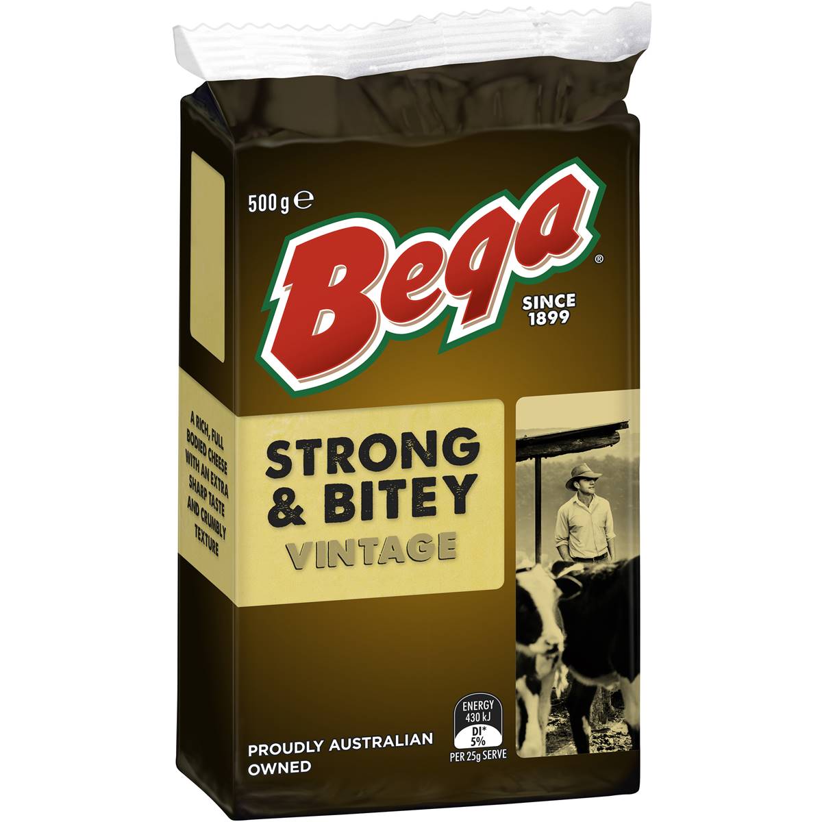 Calories in Bega Strong & Bitey Vintage Cheese calcount
