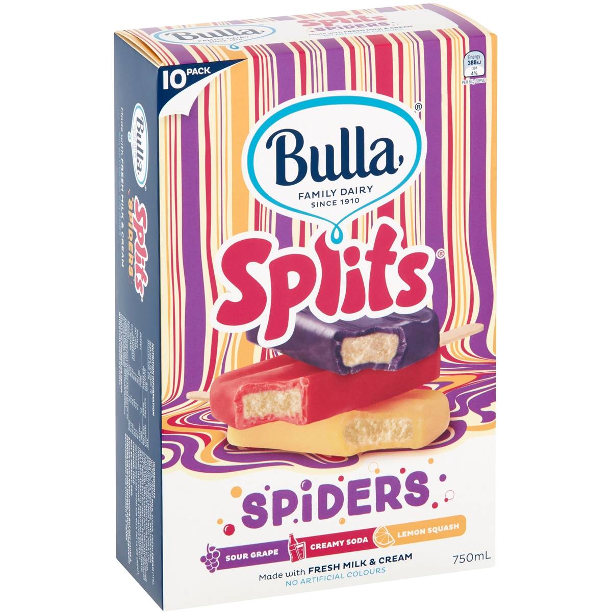 Calories in Bulla Splits, All Flavours Calorie Counter Australia