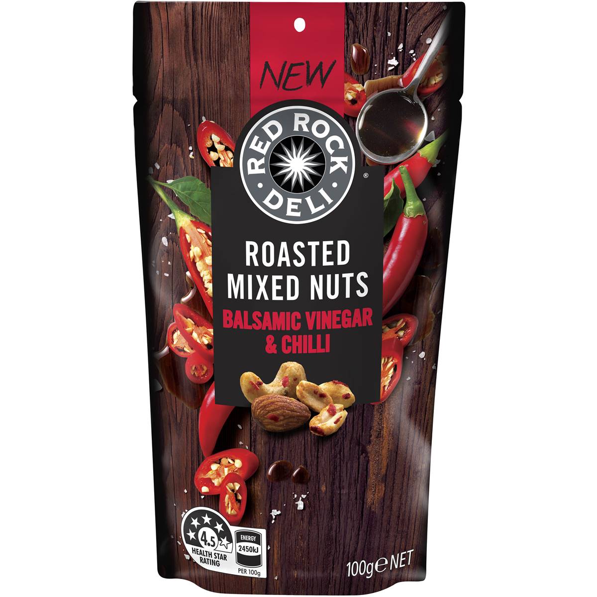 585 calories in Red Rock Deli Mixed Nut Balsamic Vinegar And Chilli ...