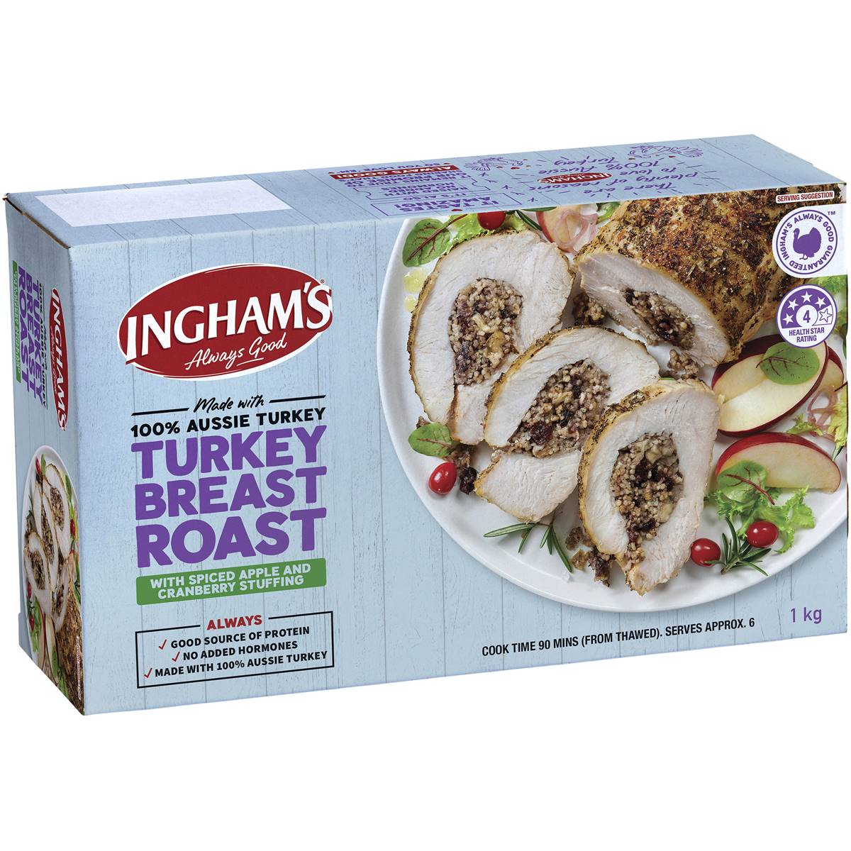 Calories in Inghams Turkey Thigh Roast with Cranberry and Apple ...