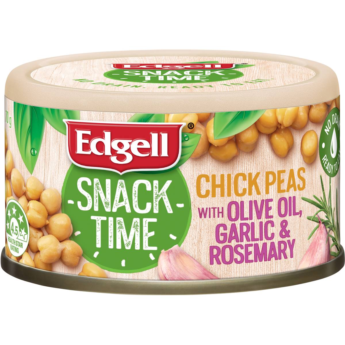 Calories in Edgell Snack Time Chick Peas Olive Oil Garlic & Rosemary ...