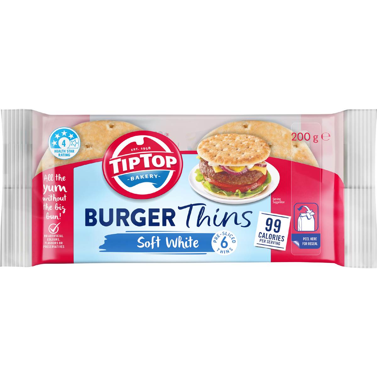 Calories in Tip Top Burger Thins calcount