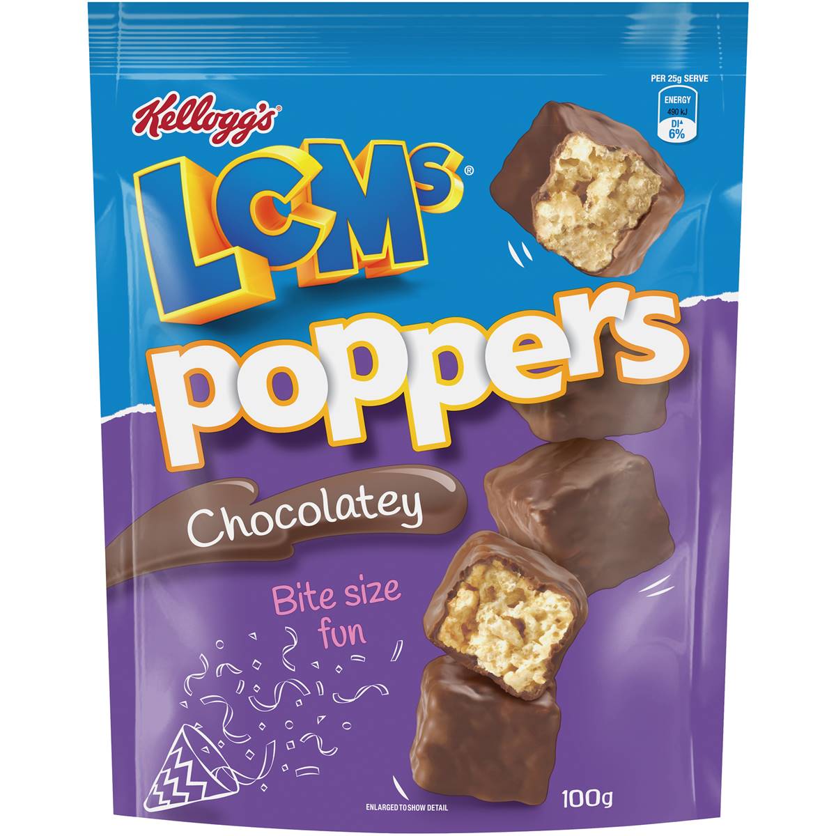 Calories in Kellogg's Lcms Poppers Chocolatey Snack Bites calcount
