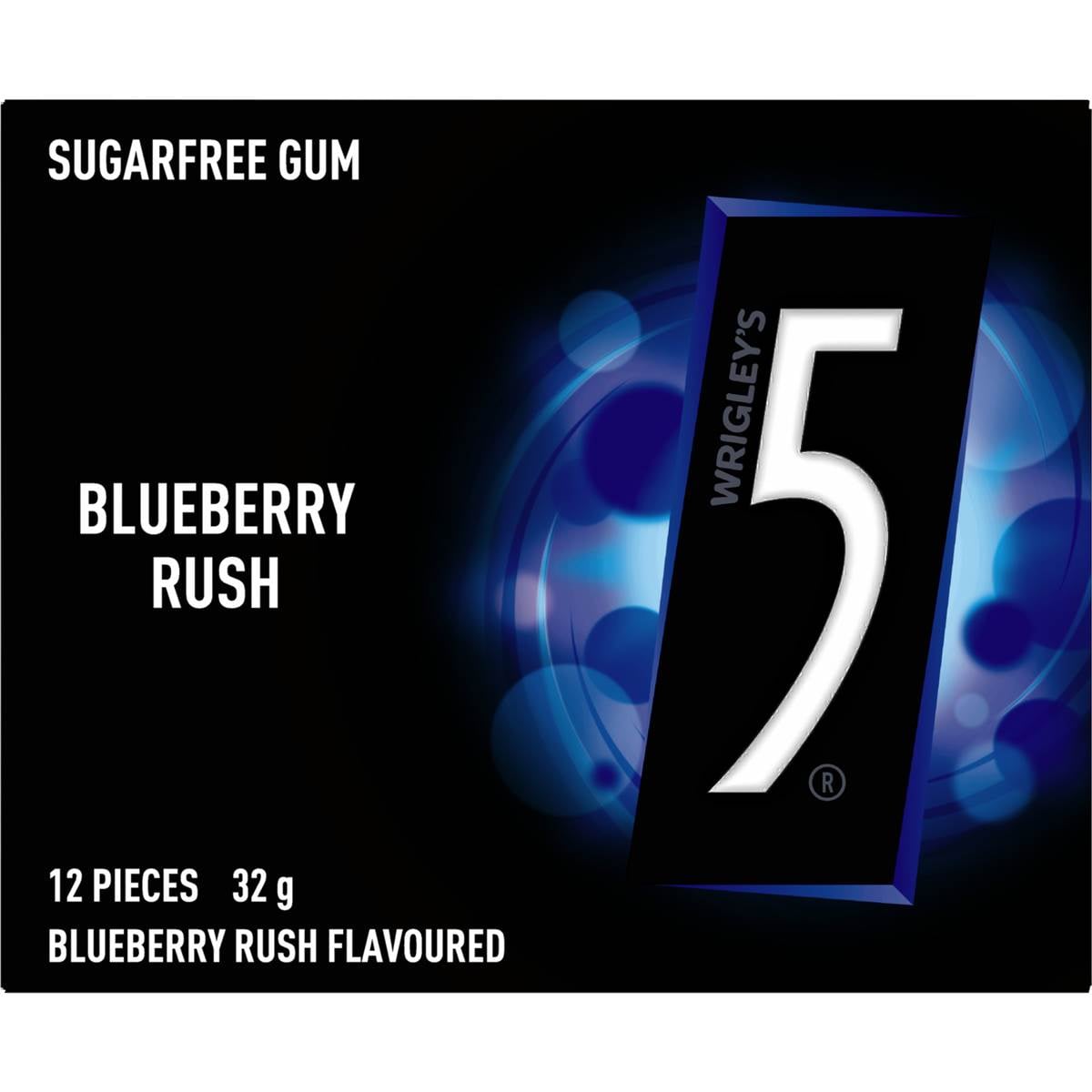 Calories in Wrigley's 5 Gum Blueberry Rush Stick Sugarfree calcount