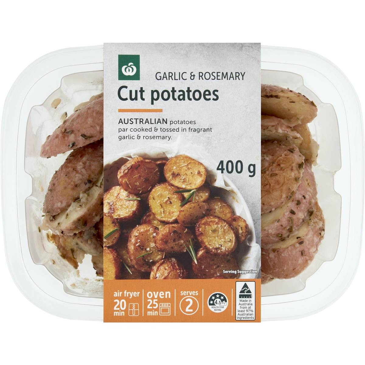 Calories in Woolworths Quick Cook Potatoes With Garlic & Rosemary calcount