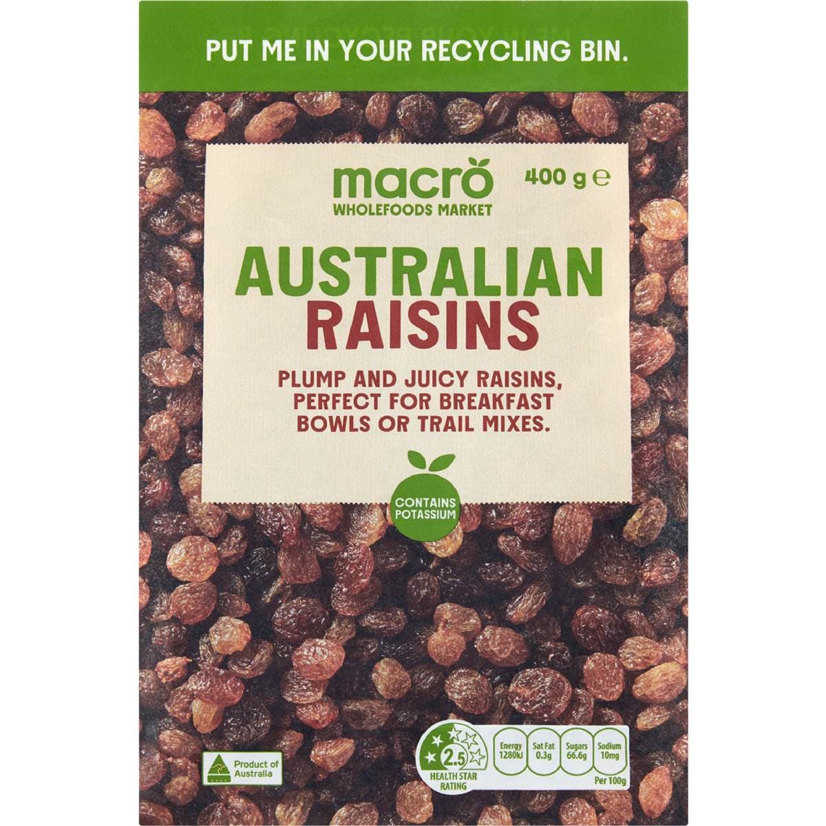 Calories in Sunbeam Australian Lexia Raisins calcount