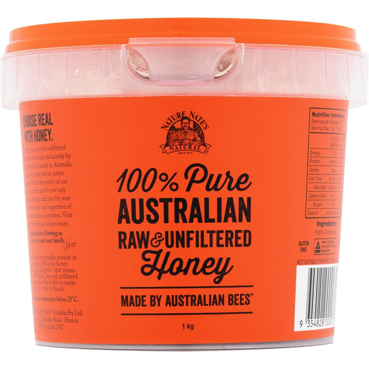 Calories in Nature Nate's 100% Pure Australian Raw & Unfiltered Honey ...