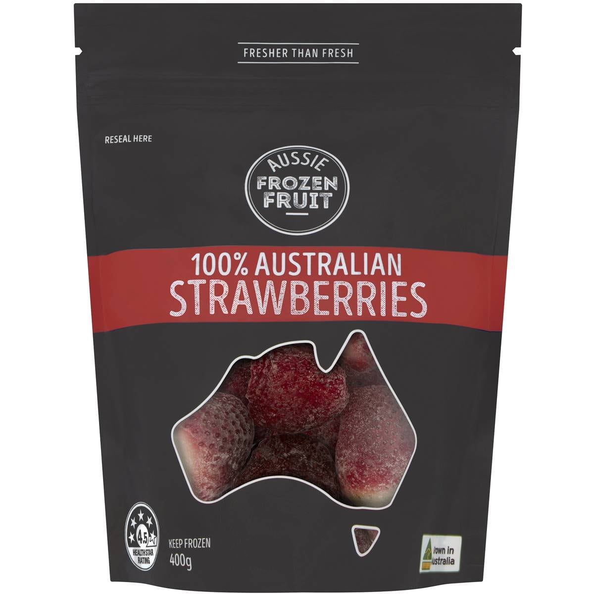 Calories in Aussie Frozen Fruit 100% Australian Strawberries calcount