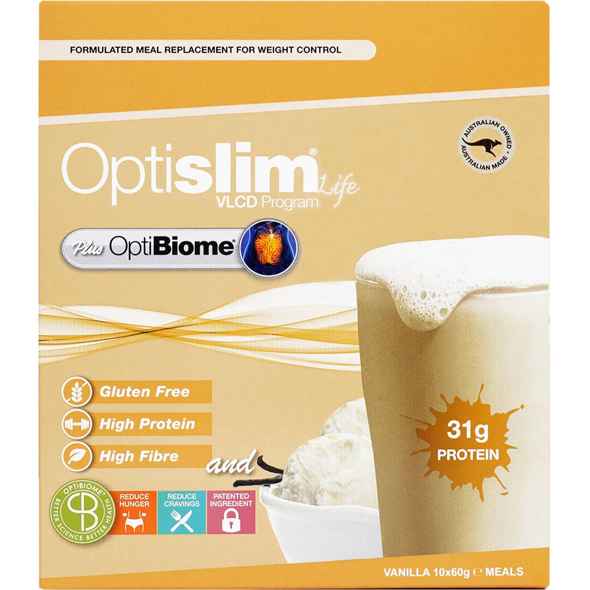 Calories in Optislim Optibiome Vanilla Shake 60g X calcount