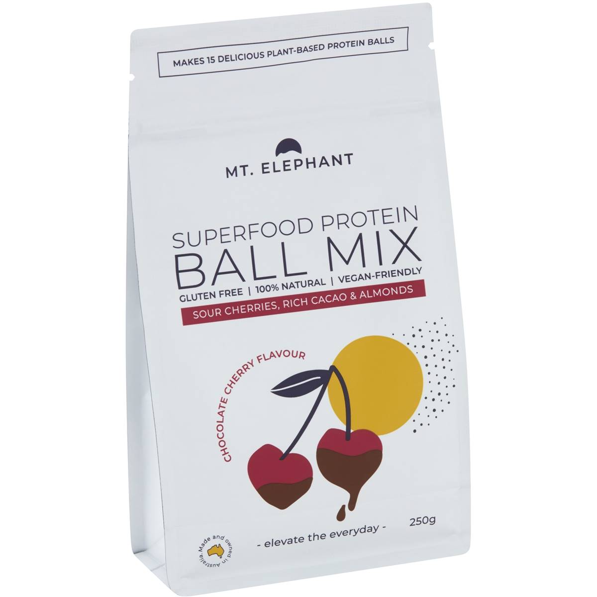 Calories in Mt Elephant Superfood Protein Ball Mix Chocolate Cherry ...