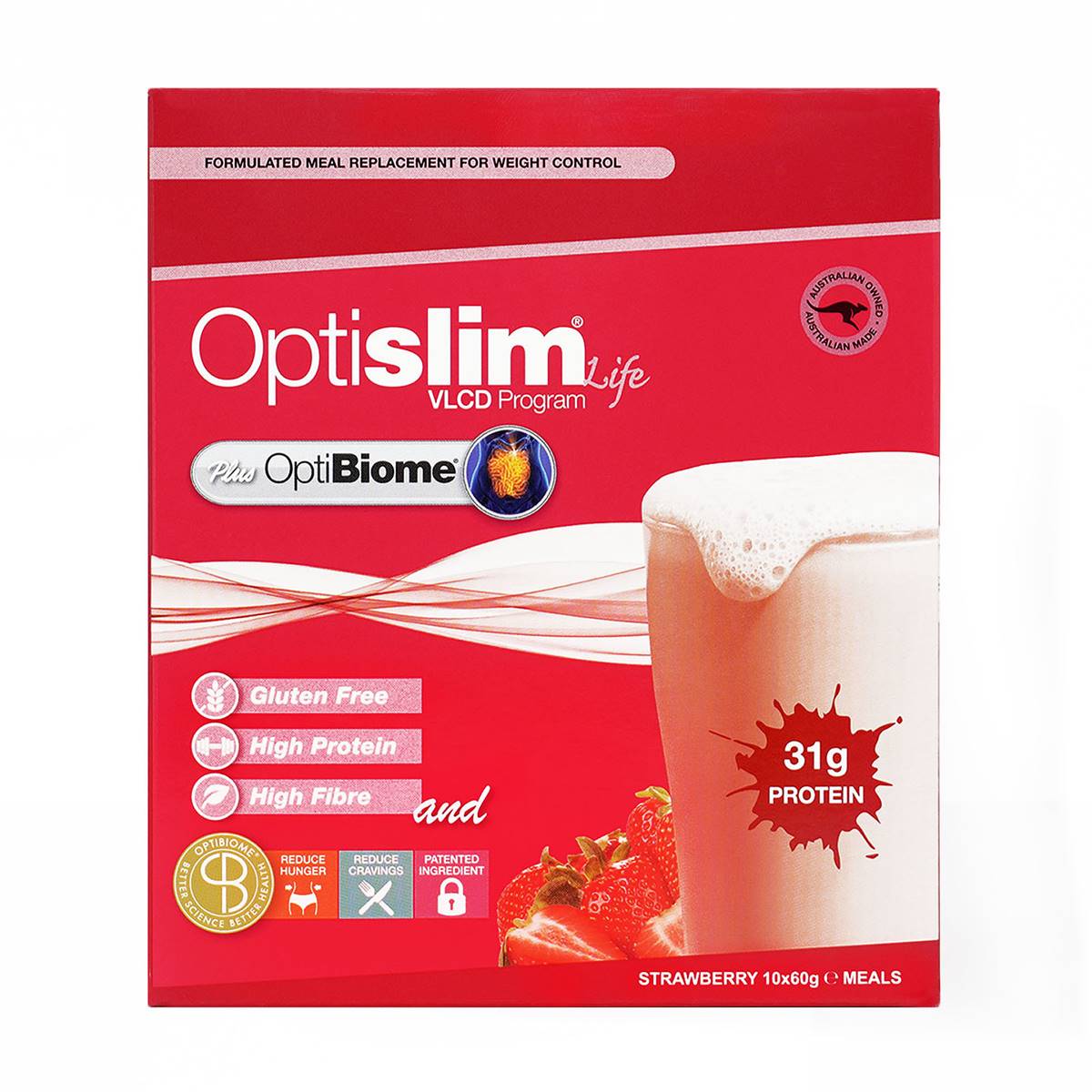 Calories in Optislim Optibiome Strawberry Shake 60g X Calorie Counter ...