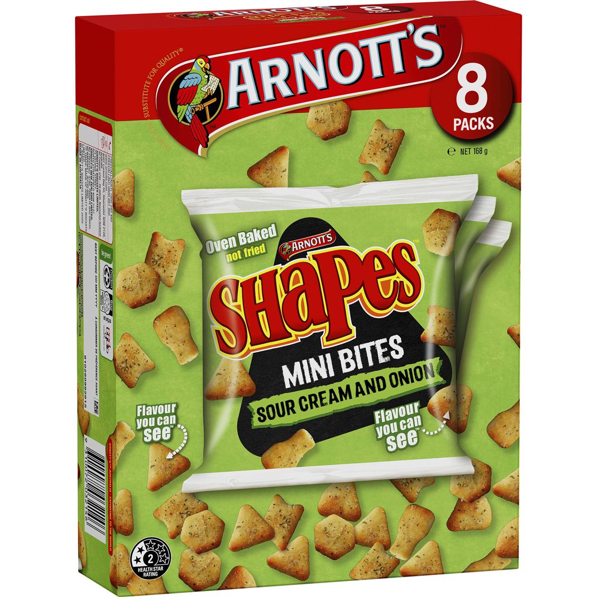 Calories in Arnott's Shapes Mini Bites Sour Cream & Onion calcount