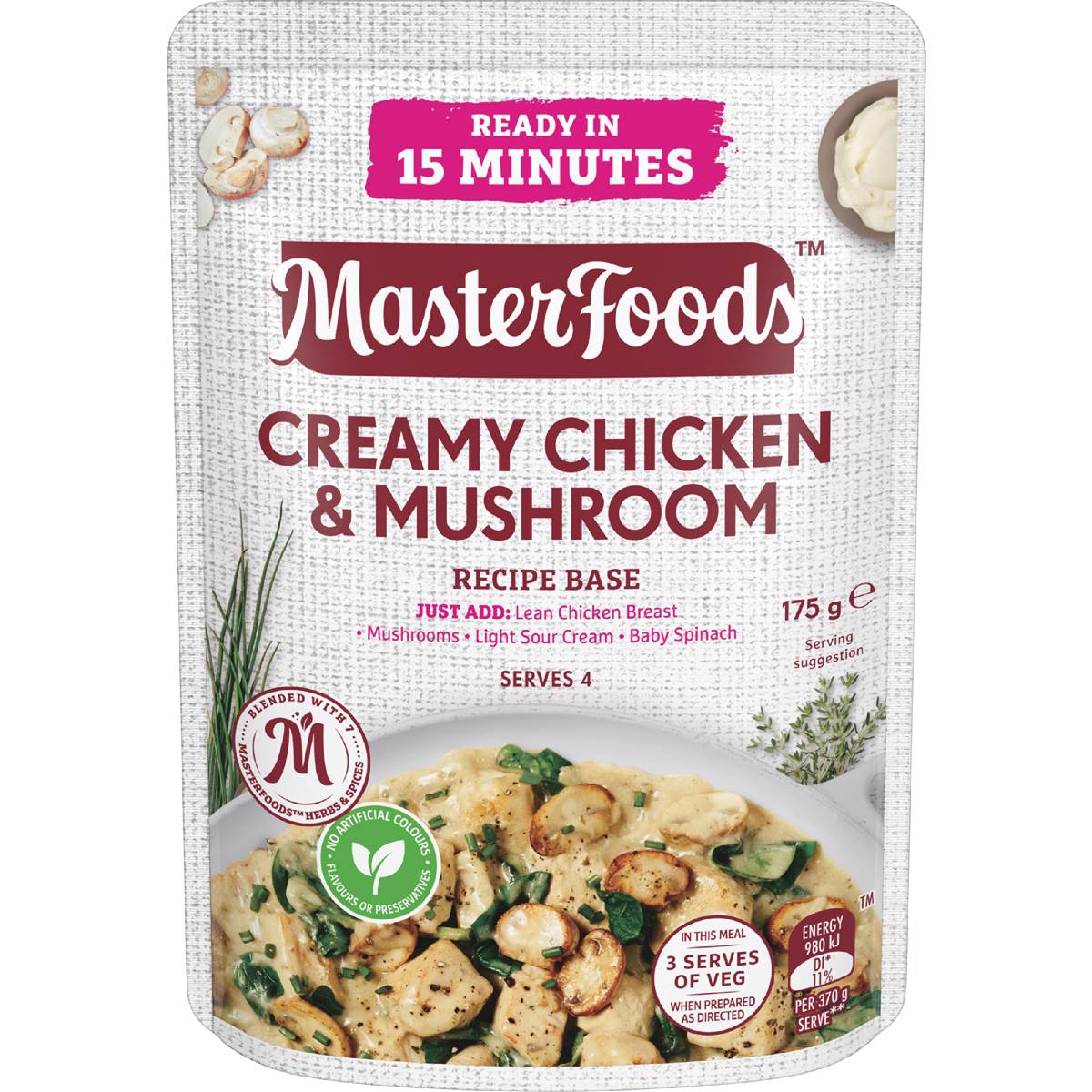 Calories in MasterFoods Butter Chicken Recipe Base calcount