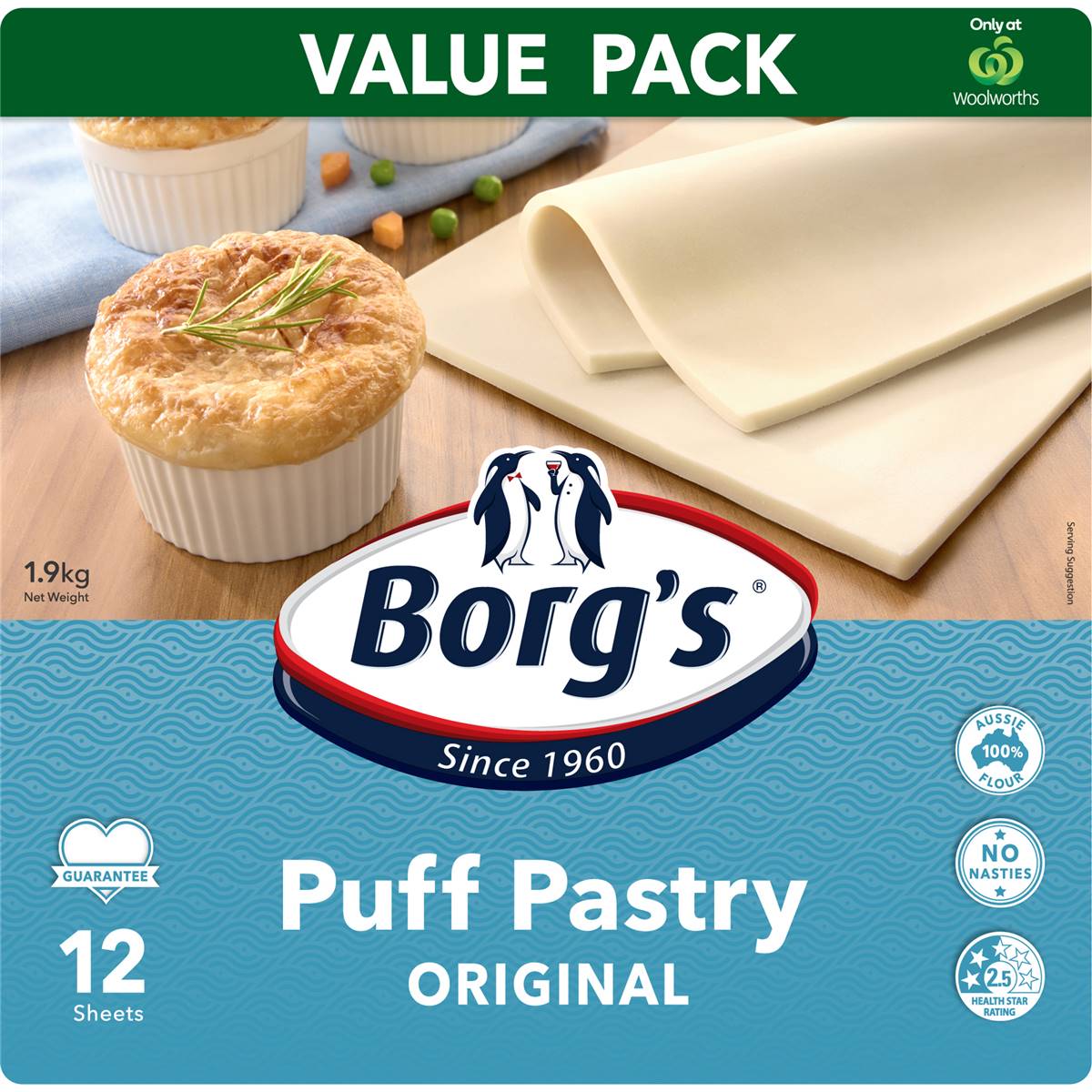 Calories in Borg's Traditional Puff Pastry calcount