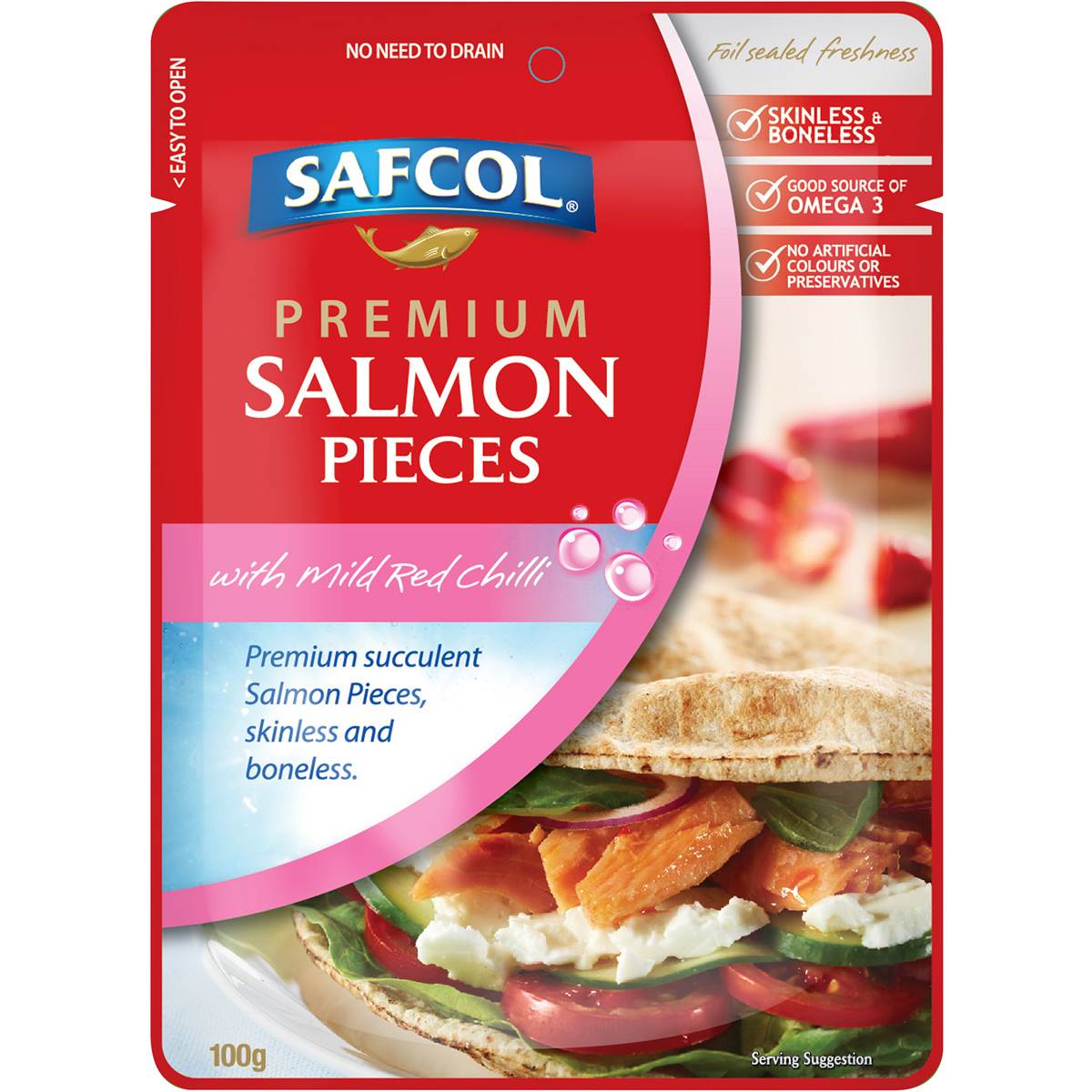 Calories in Safcol Salmon With Mild Red Chilli Pouch Calorie Counter ...
