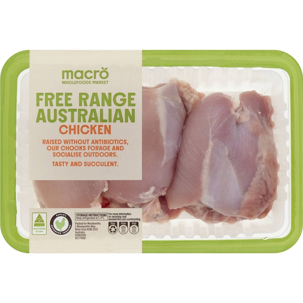 Calories in Macro Chicken Thigh Fillets Free Range calcount