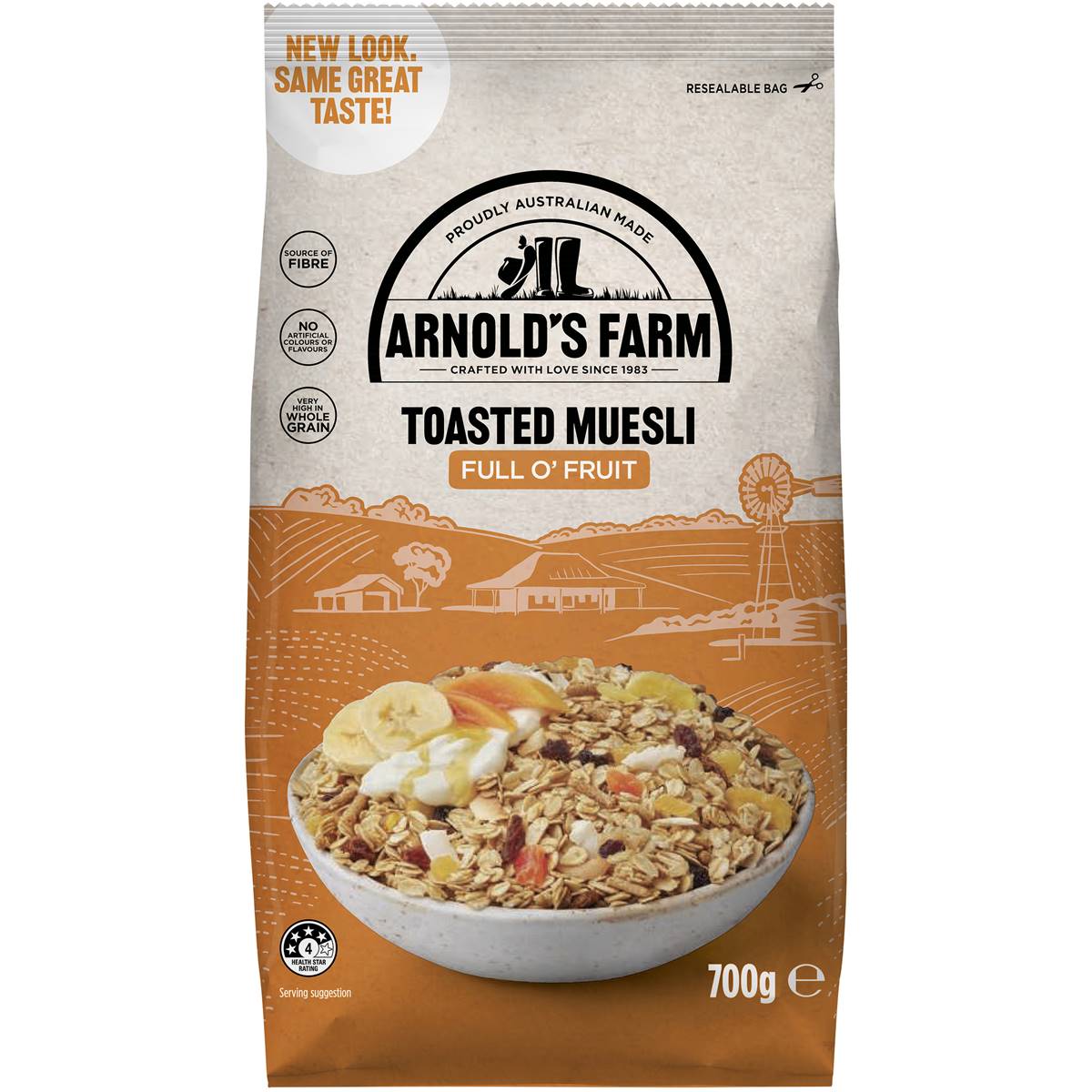 Calories in Freedom Foods Arnold's Farm Full O'fruit Toasted Muesli ...