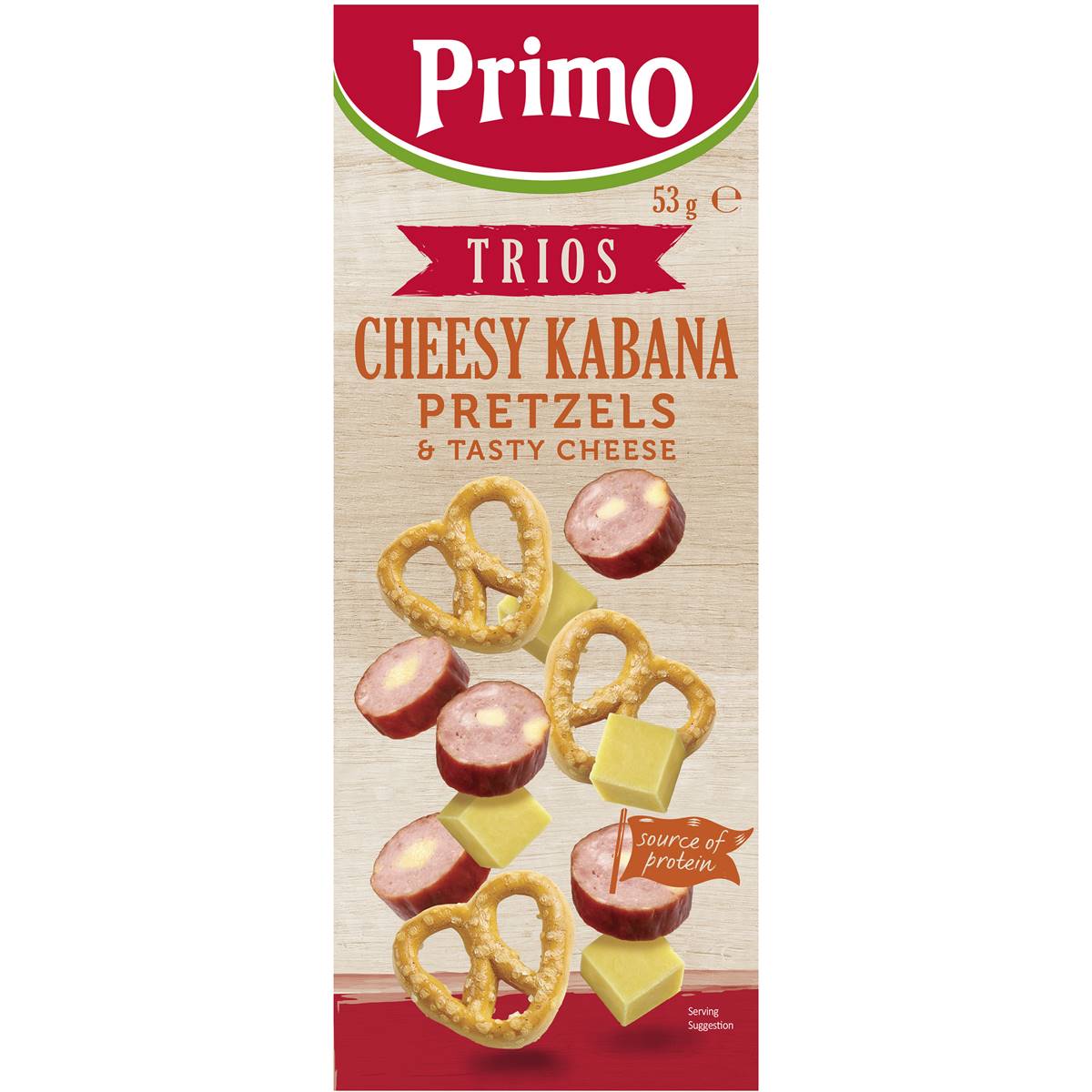 Calories in Primo Trios Cheesy Kabana Pretzels & Tasty Cheese calcount