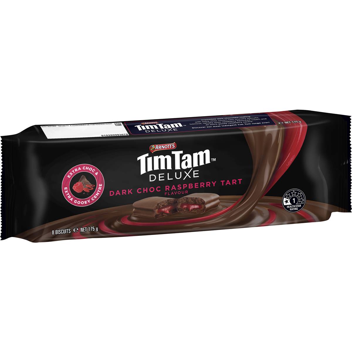 Calories in Arnott's Tim Tam Deluxe Dark Choc Raspberry Tart Biscuits ...