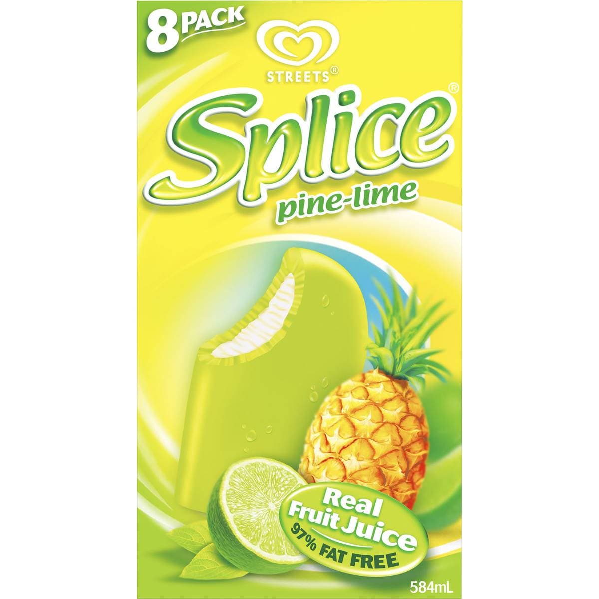 Calories in Splice Fruit Ice Pine Lime calcount