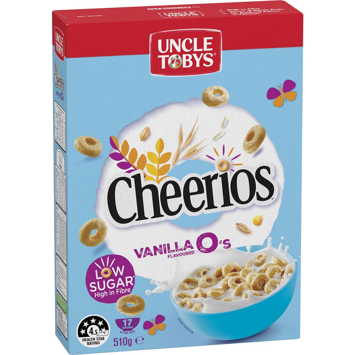 Calories in Uncle Tobys Cheerios Vanilla O's Low Sugar Breakfast Cereal ...