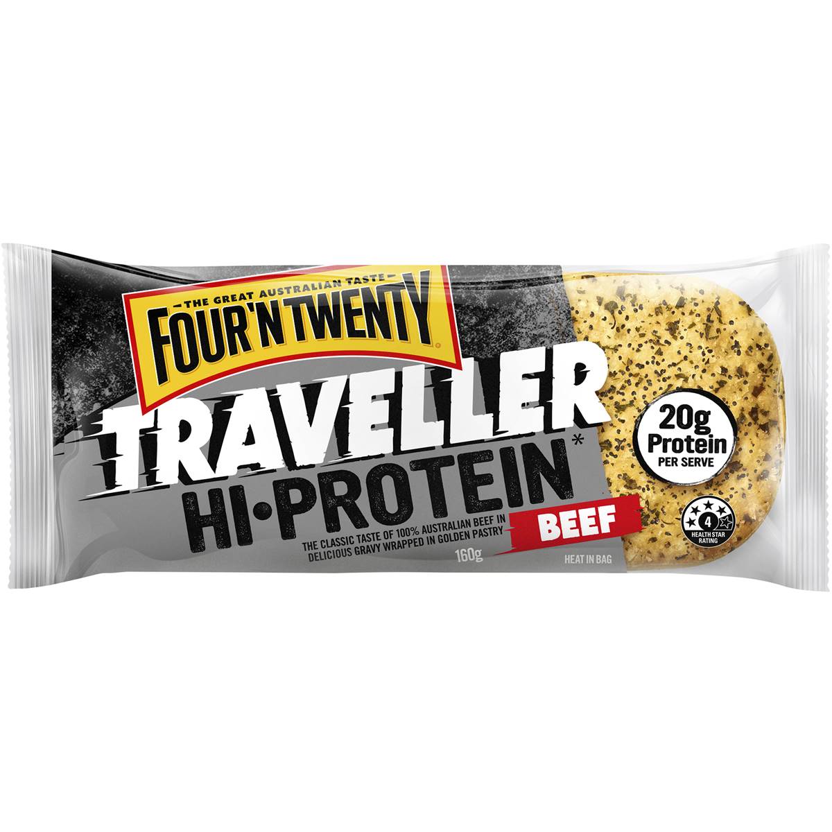 Calories in Four N Twenty Traveller Microwavable Classic Beef Pie ...