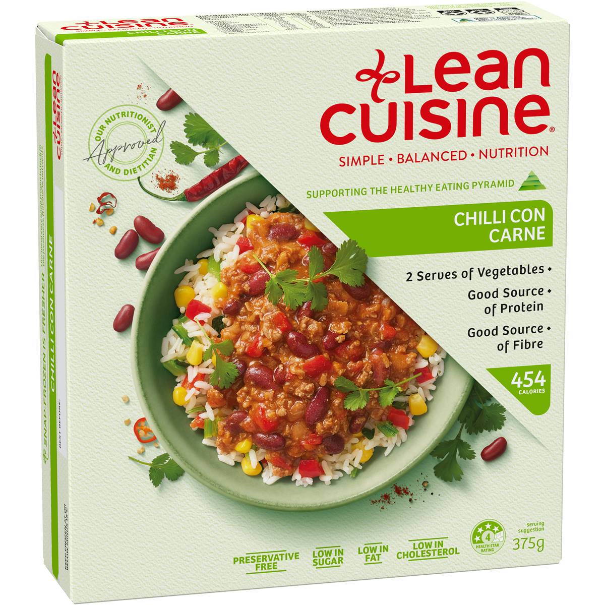 92 calories in Lean Cuisine Classic Chilli Con Carne with Rice (100g ...