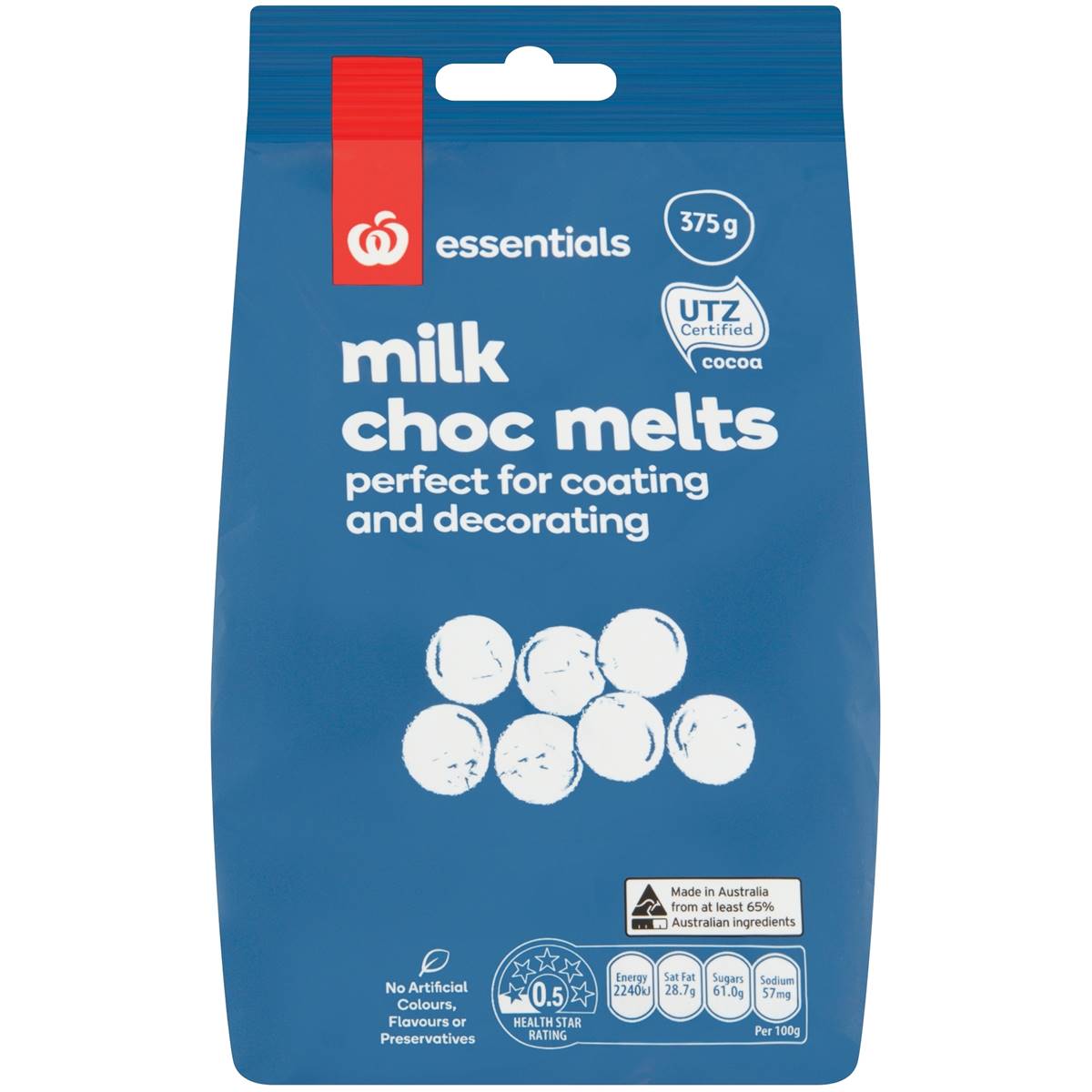 Calories in Essentials Cooking Chocolate Melts calcount