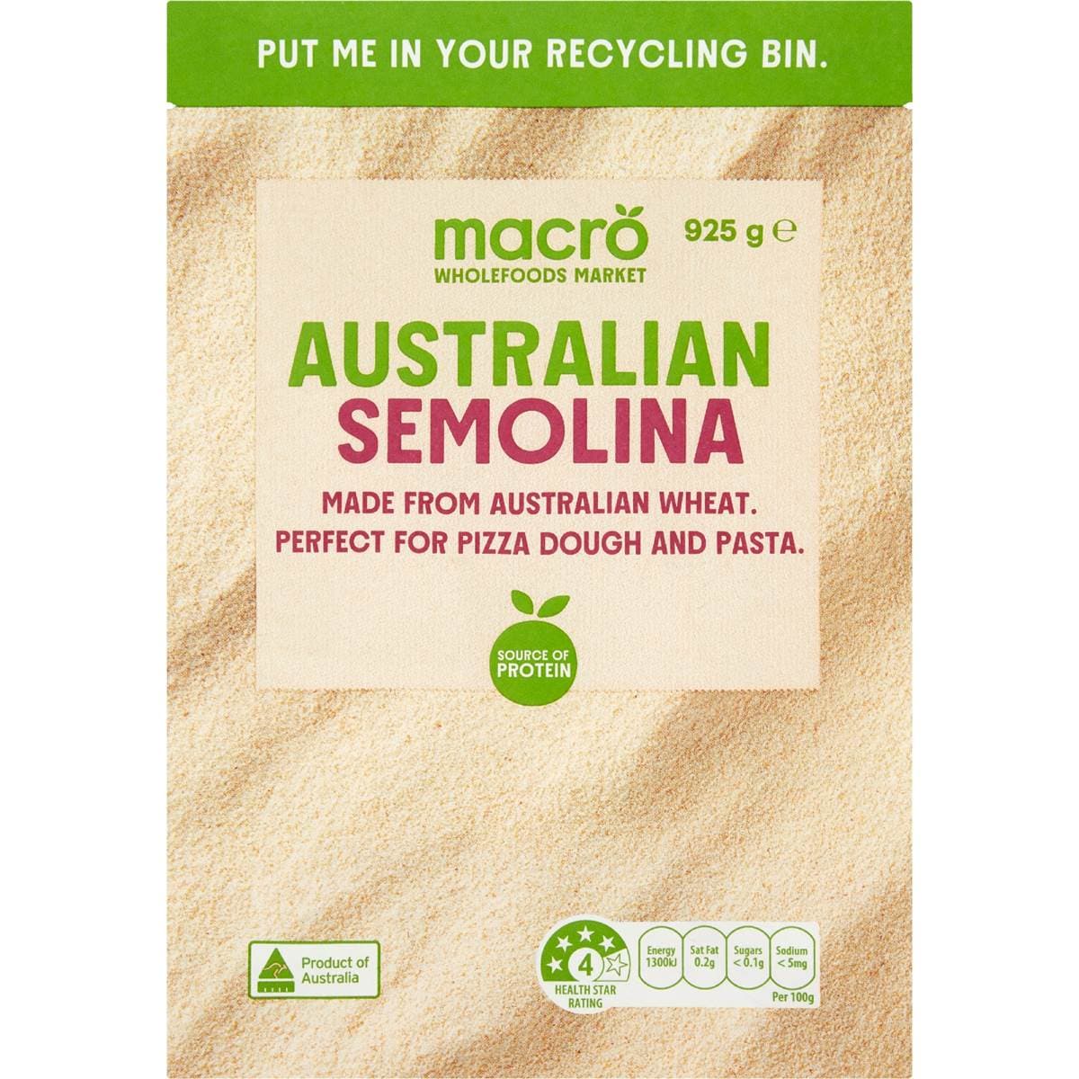 Calories in Macro Natural Semolina Flour calcount