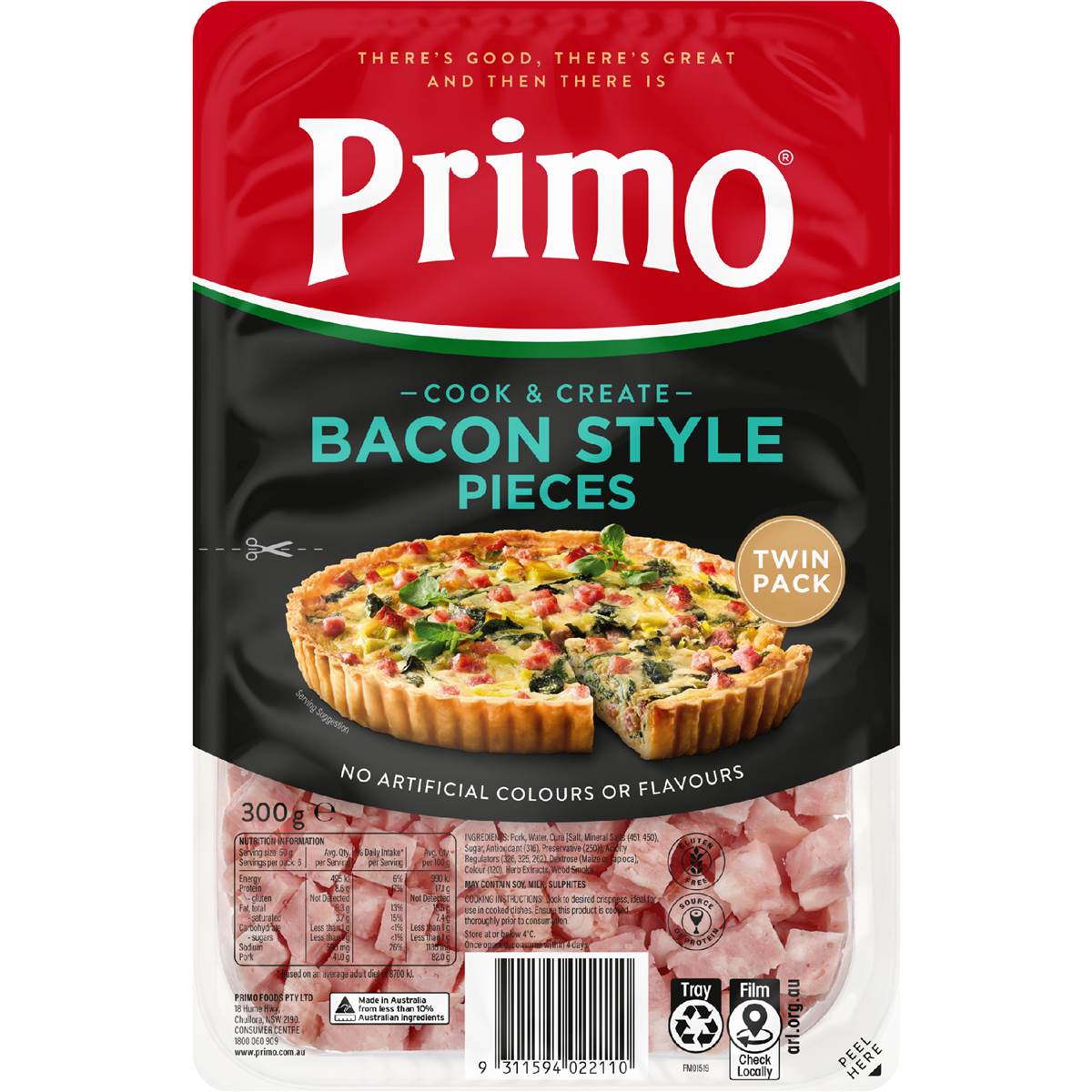 Calories in Primo Bacon Pieces Twin Pack calcount