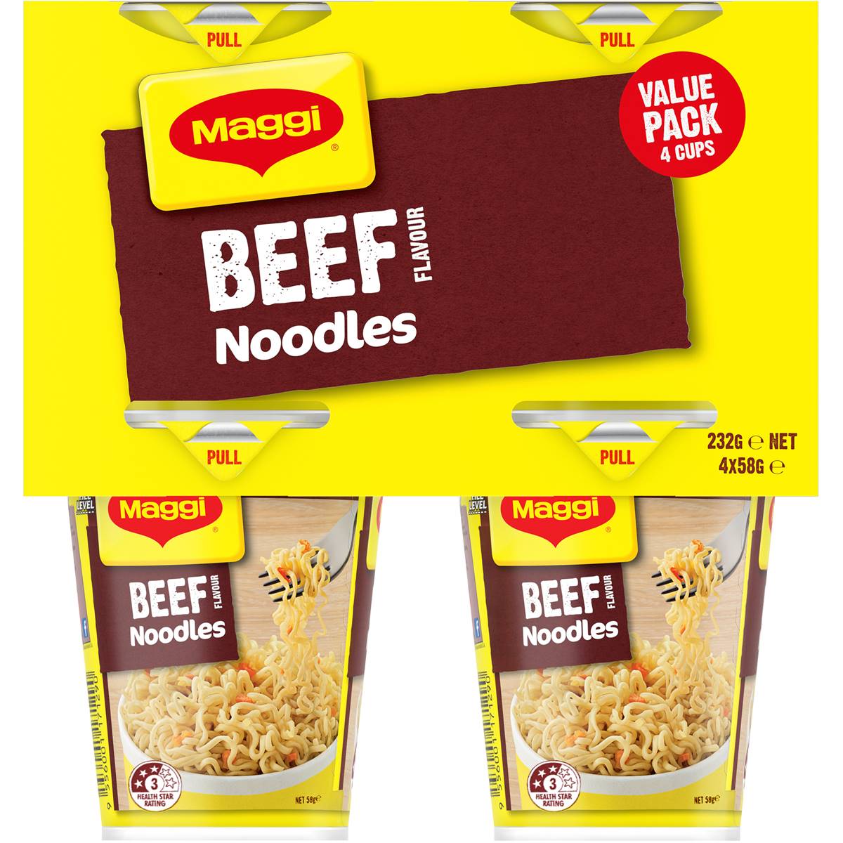 73 calories in Maggi Multipack Instant Cups Noodle Beef (100g) calcount