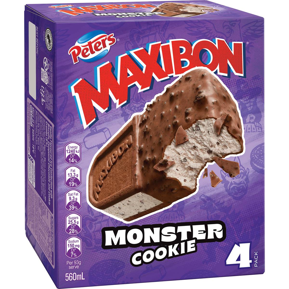 Calories in Peters Maxibon Monster Cookie calcount