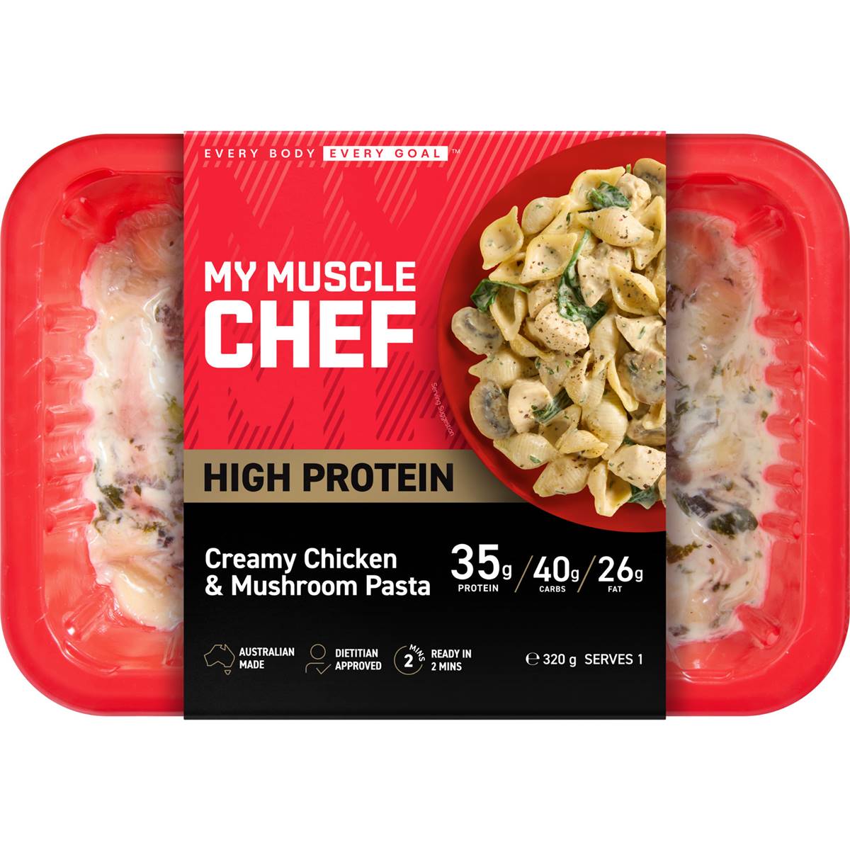 Calories in My Muscle Chef Creamy Chicken & Mushroom Pasta calcount