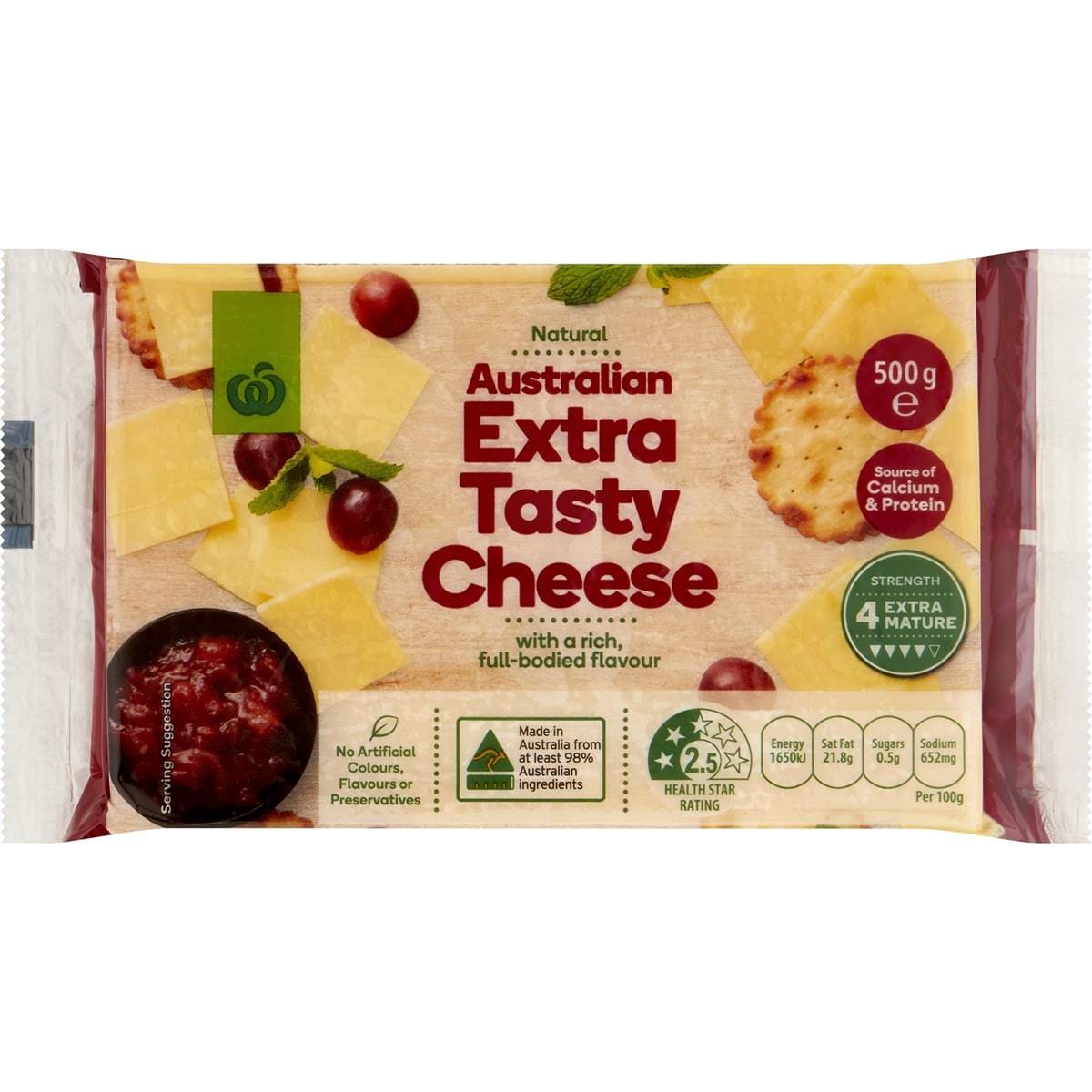 Calories in Woolworths Extra Tasty Cheese Block calcount