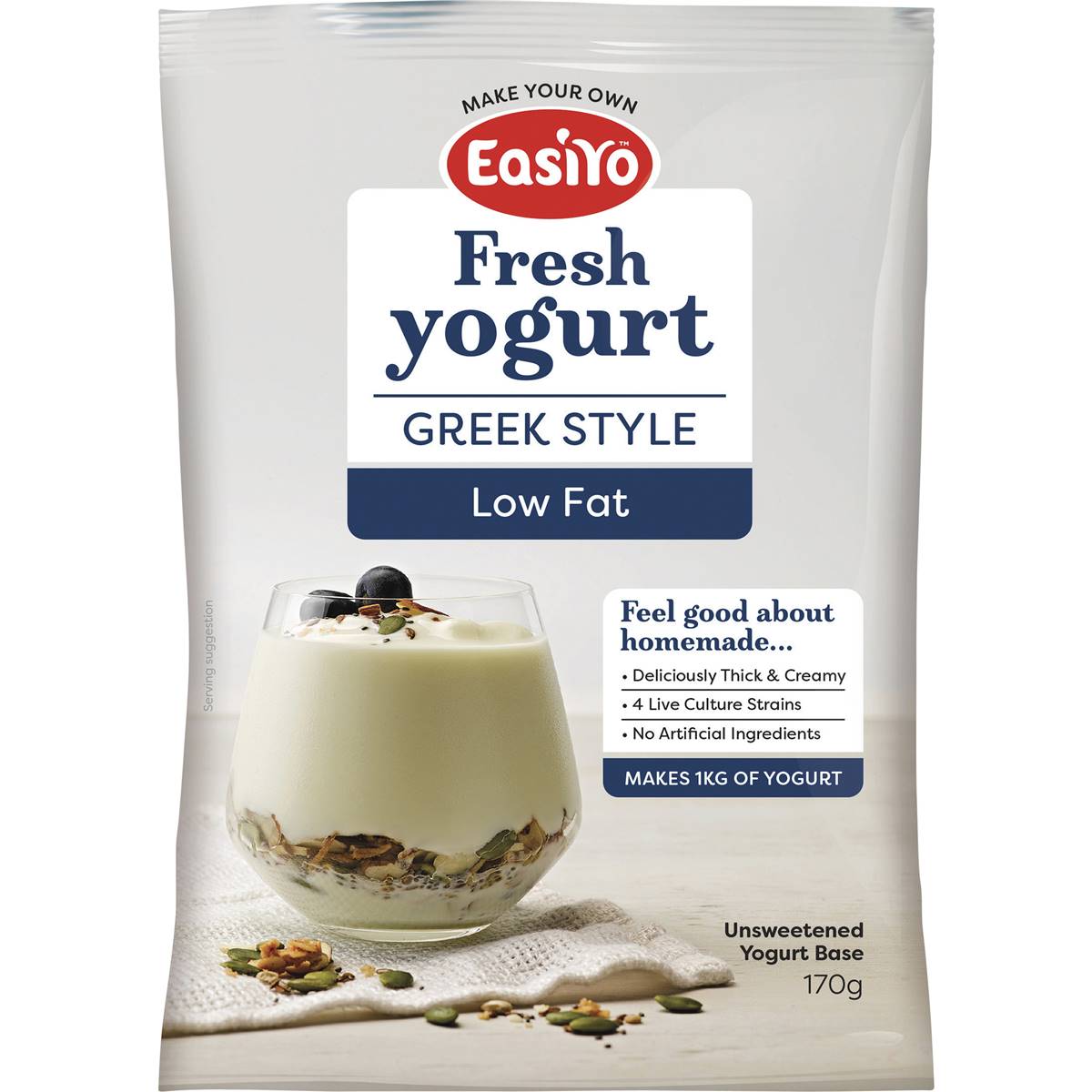 Calories in Easiyo Low Fat Greek Style Yogurt Base calcount