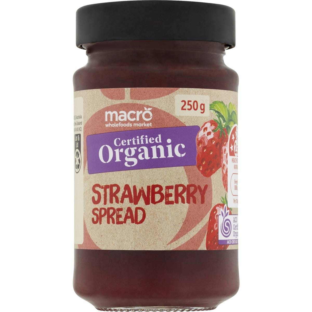 Calories in Macro Organic Strawberry Jam calcount