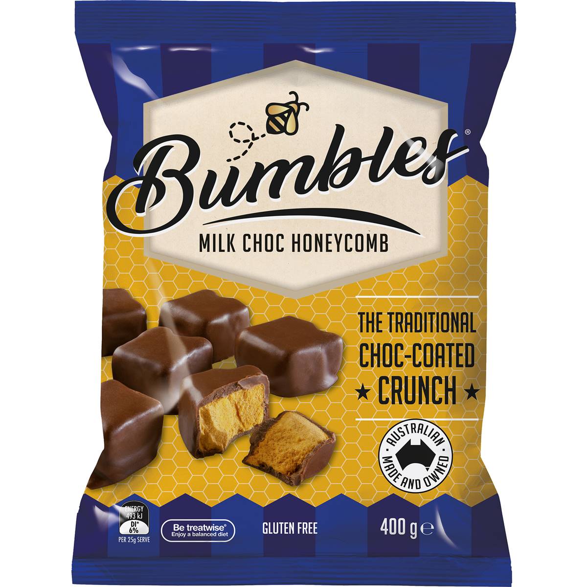 Calories in Menz Bumbles Milk Choc Honeycomb calcount