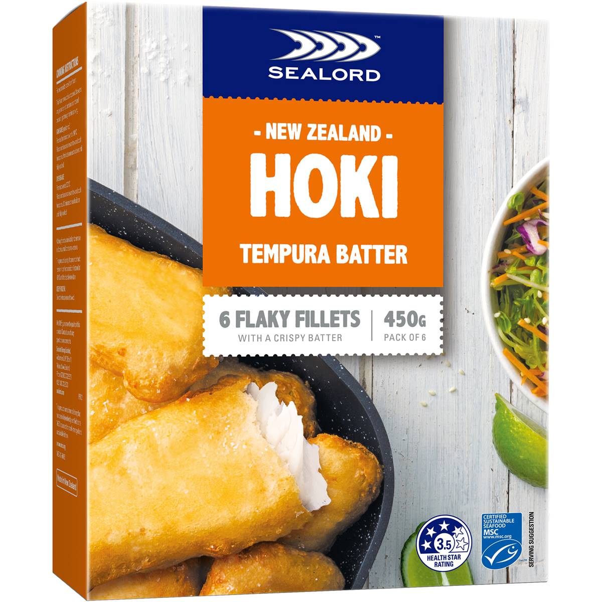 Calories in Sealord Hoki Fillets Tempura Battered calcount