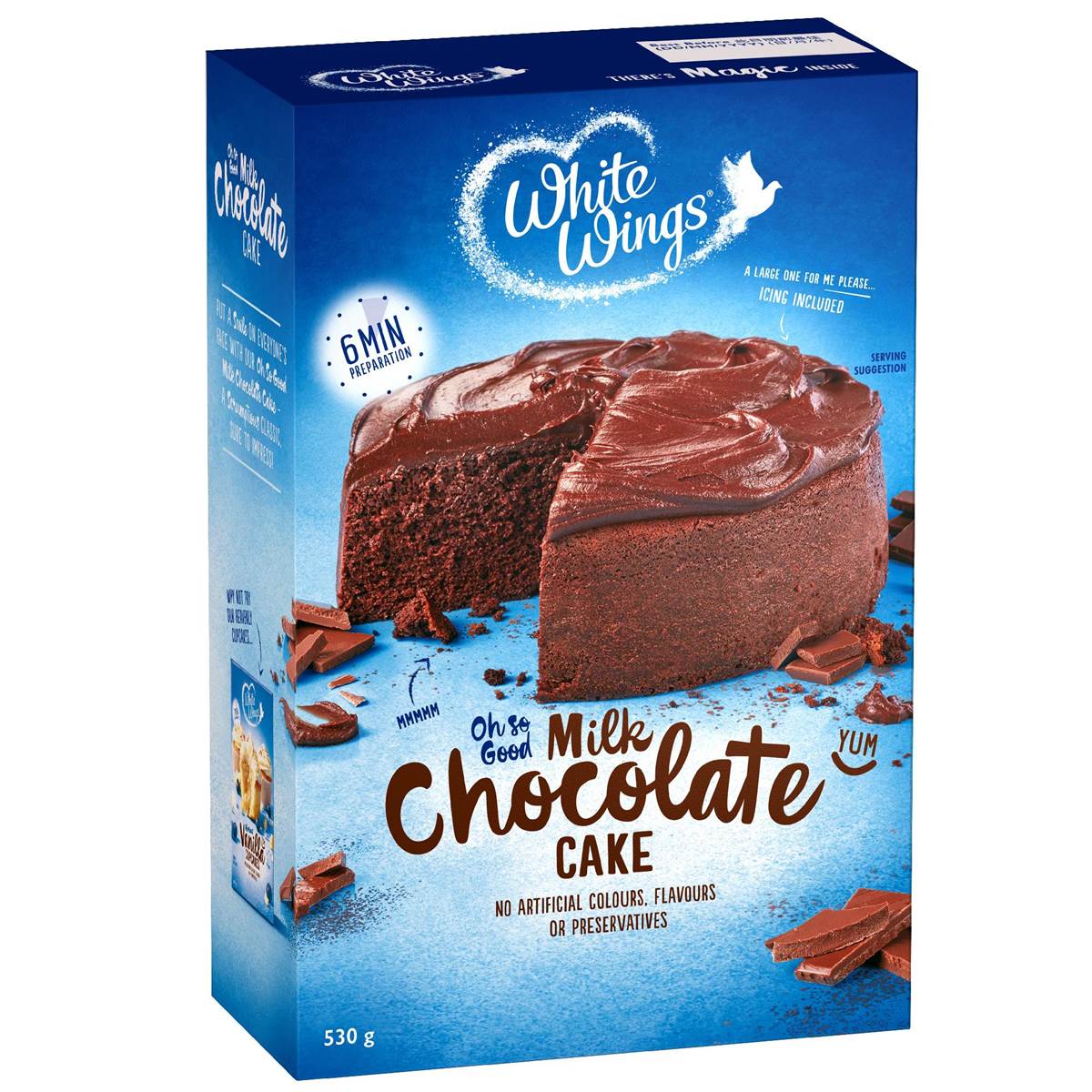 308 calories in White Wings Cake Mix Milk Chocolate (100g) calcount