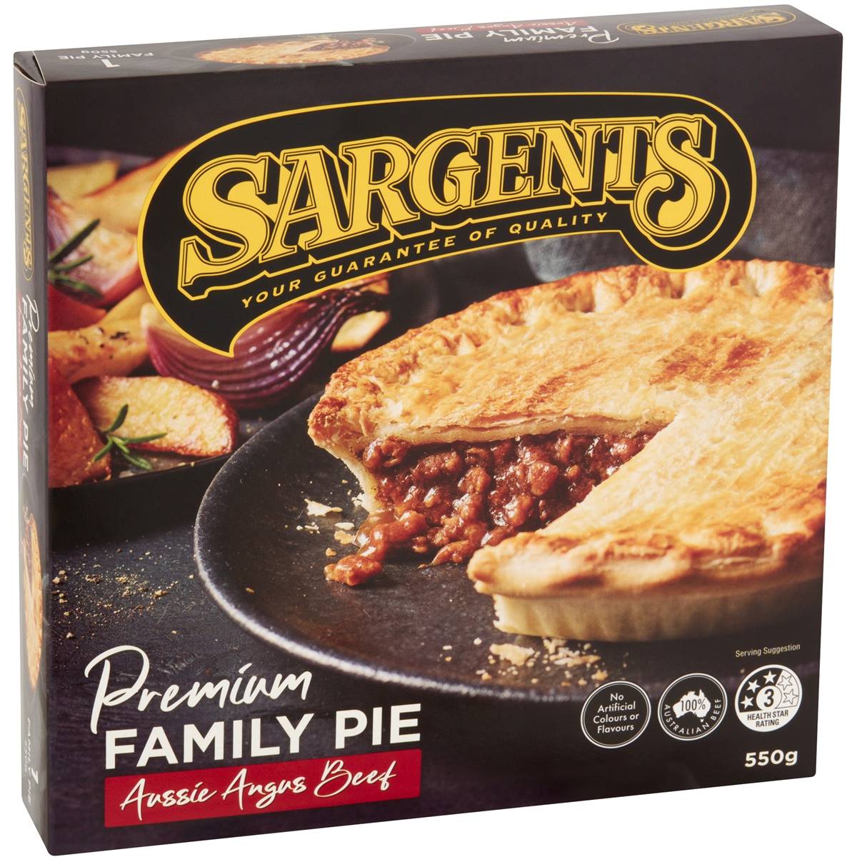 Calories in Sargents Premium Pies Angus Beef Family calcount
