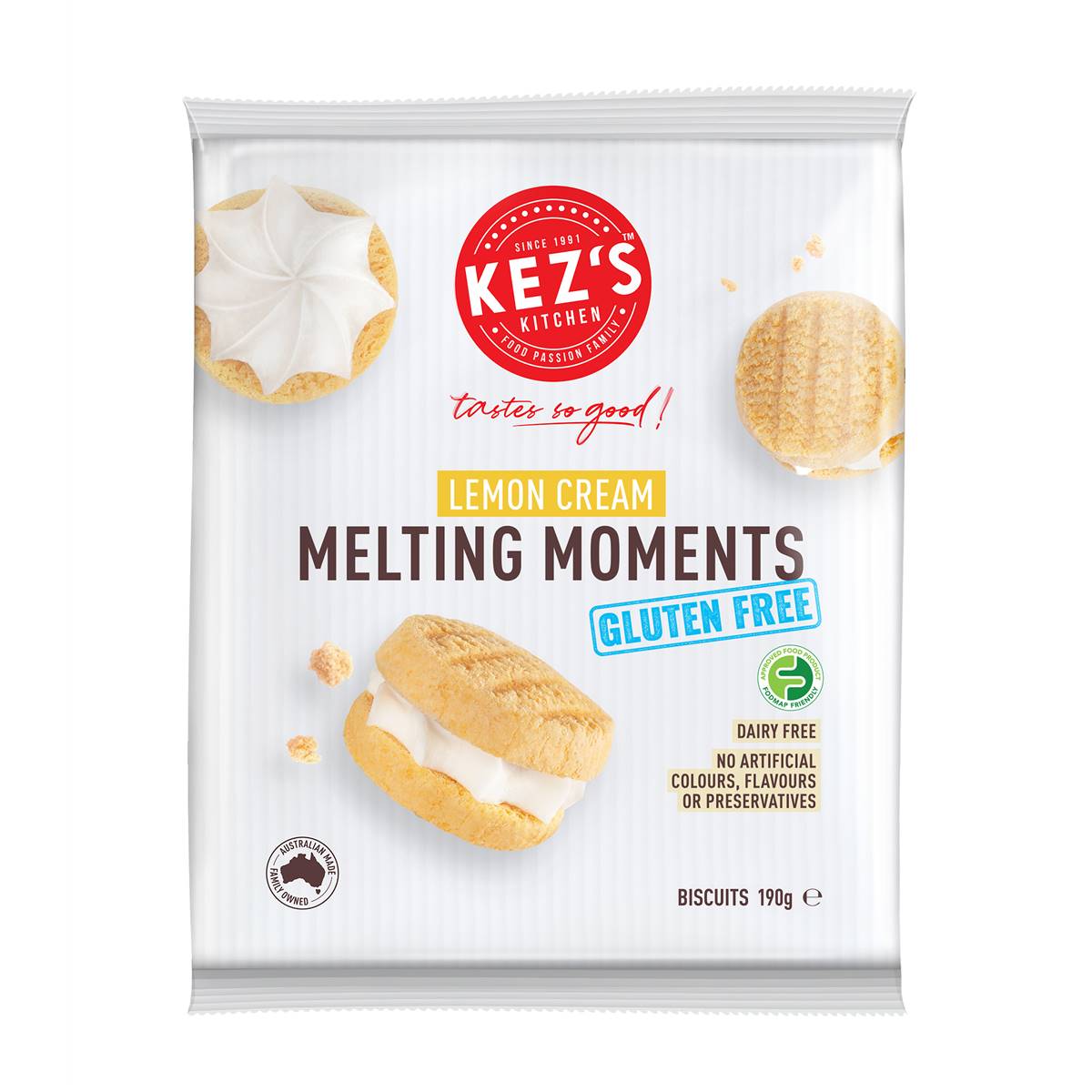 Calories in Kez's Kitchen Gluten & Dairy Free Melting Moment Biscuits ...