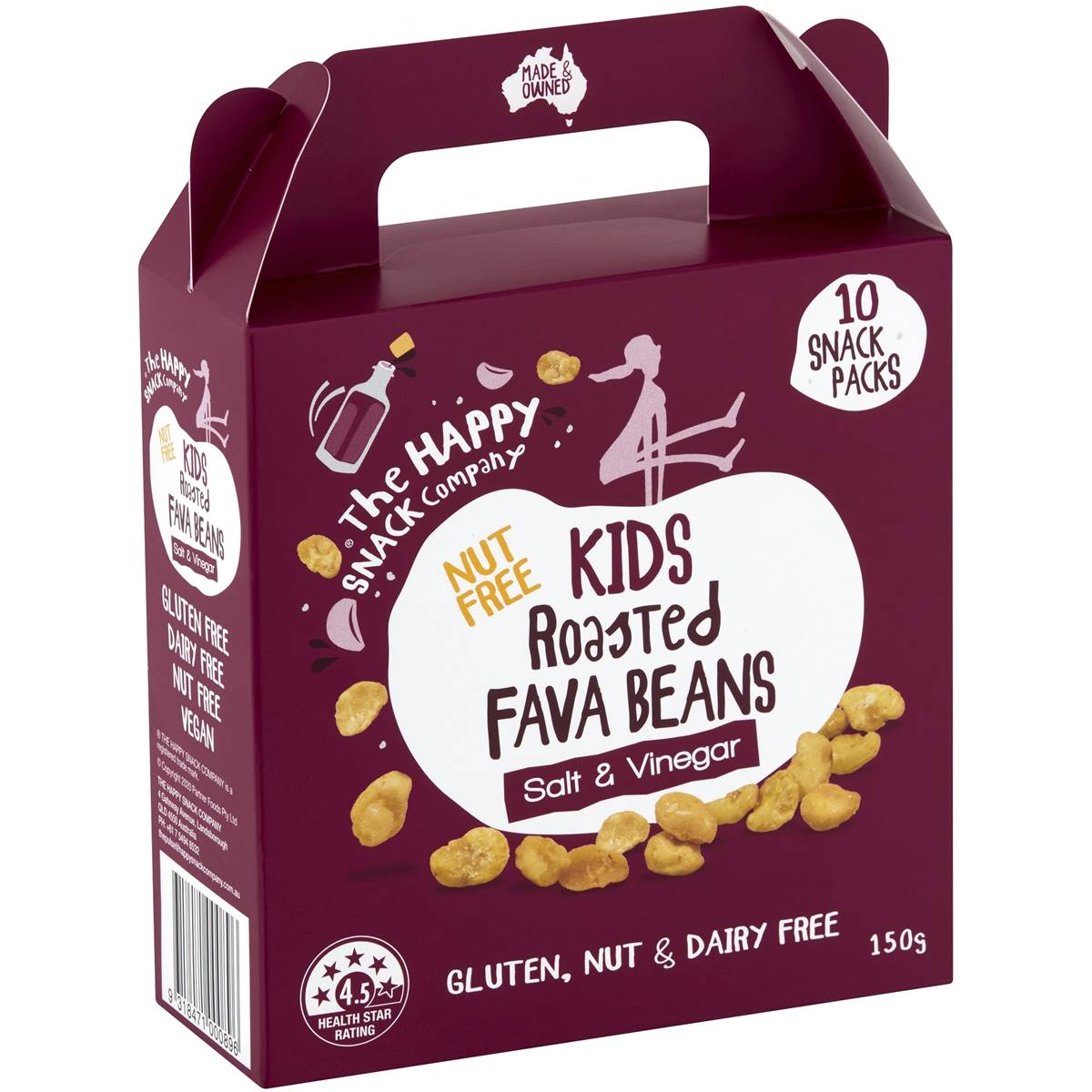 Calories in Happy Snack Company Favva Beans Sea Salt & Vinegar 6 Pack ...