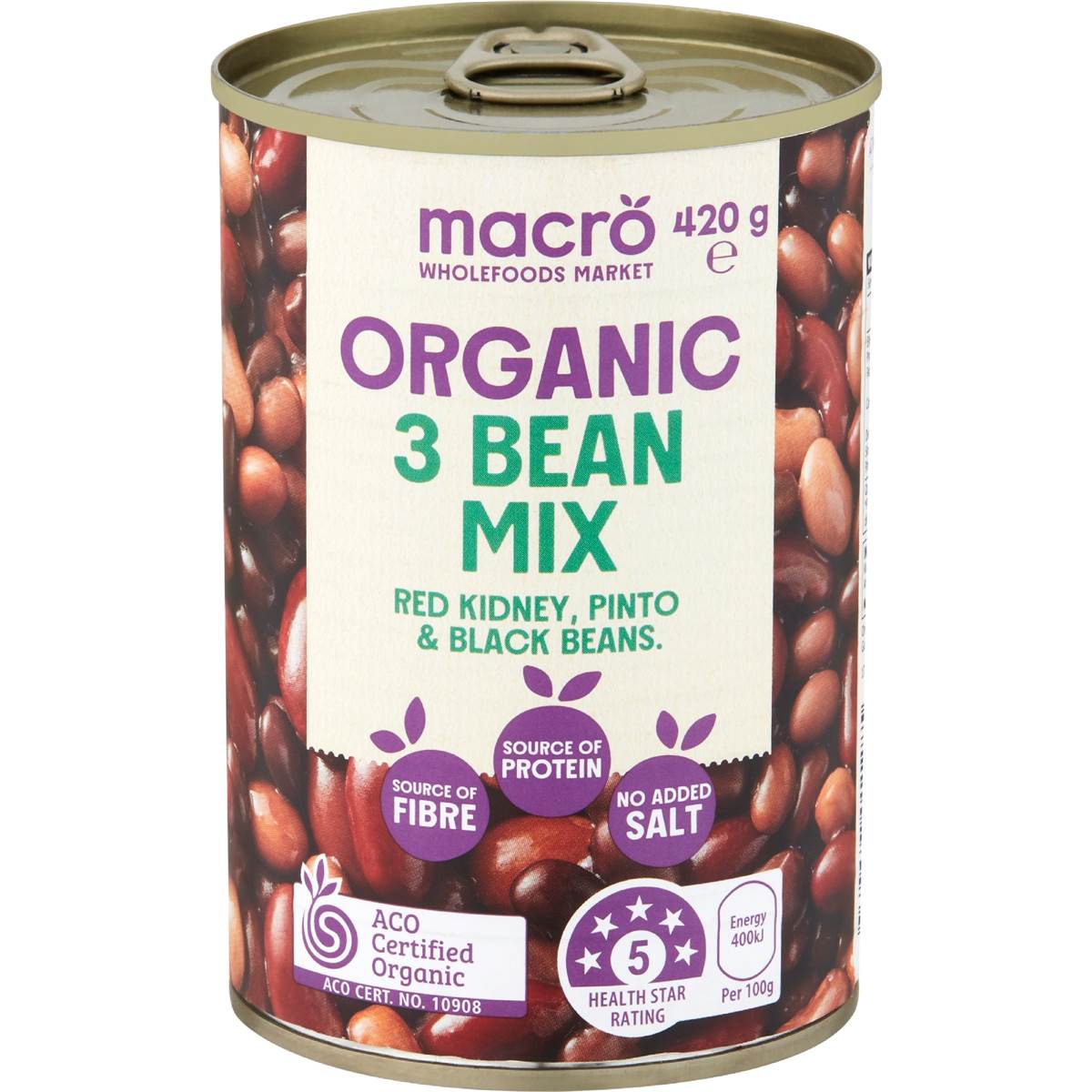 Calories in Macro Organic Mexican Style 3 Bean Mix No Added Salt calcount