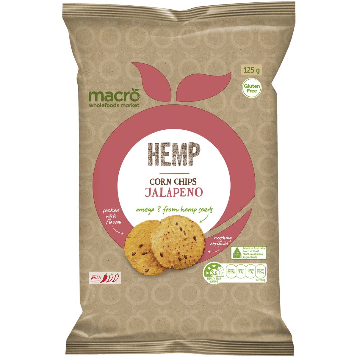 Calories in Macro Hemp Corn Chips Jalapeno calcount