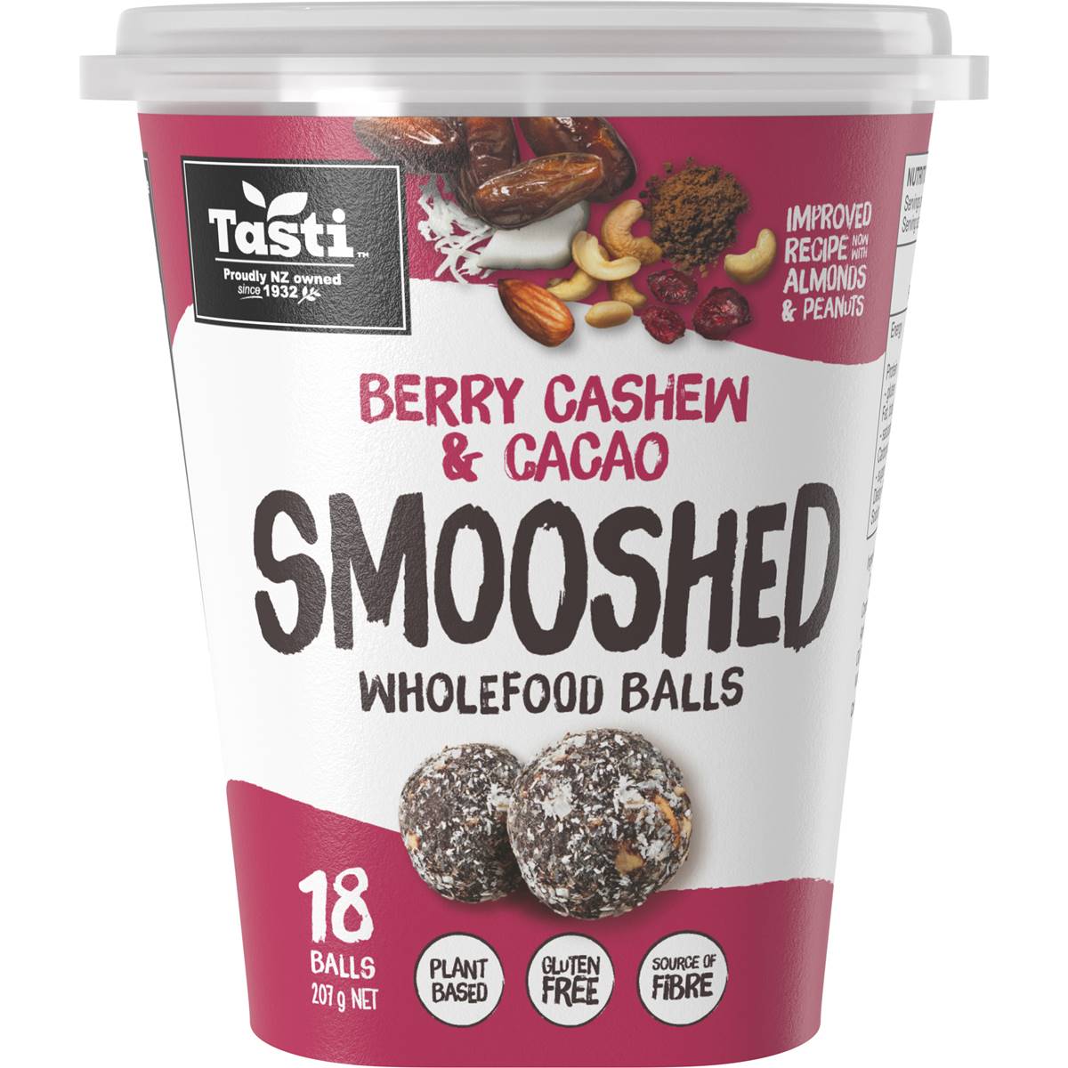 389 calories in Tasti Smooshed Berry Cashew Cacao (100g) calcount