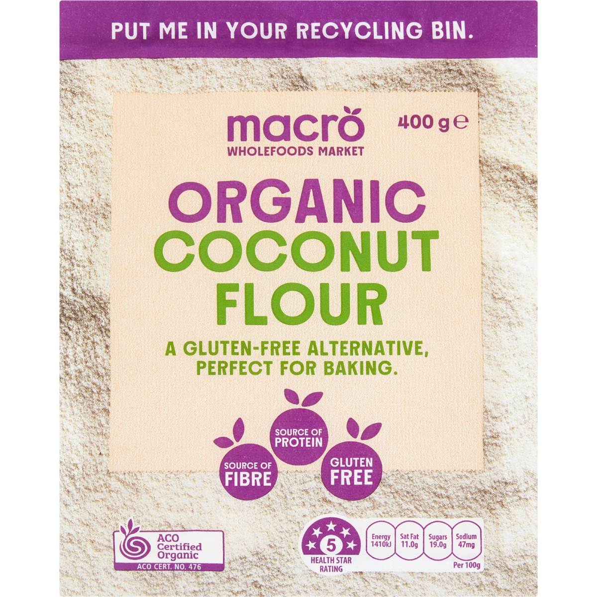 Calories in Macro Organic Coconut Flour calcount